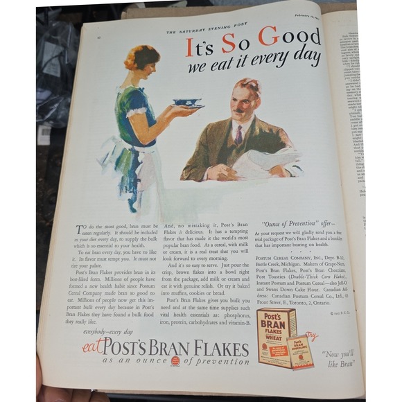 Post's Bran Flakes | Other | 916 1927 Postum Post Bran Flakes Cereal ...